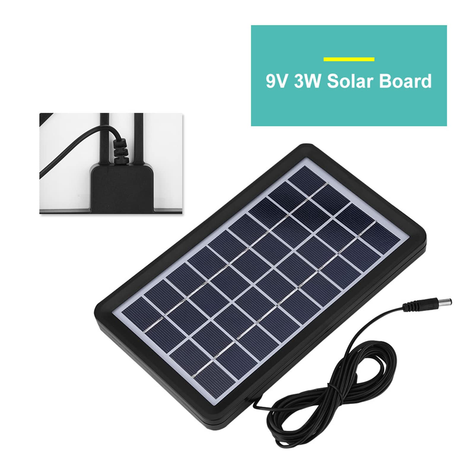 9V 3W Polycrystalline Solar Panel, Waterproof 93% Light Transmittance Solar Battery Charger, Suitable for Outdoor Activities, and Reliable for Travel
