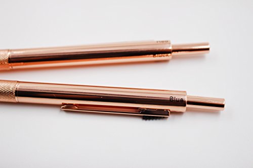 JASON YUEN 2PCS PACK 4 in 1 Multi-Function Pen 4 Colors Pen with 0.5mm Mechanical Pencil and Black/Red/Blue Ballpoint Pen in Gift Package (2PCS PACK, Rose gold)