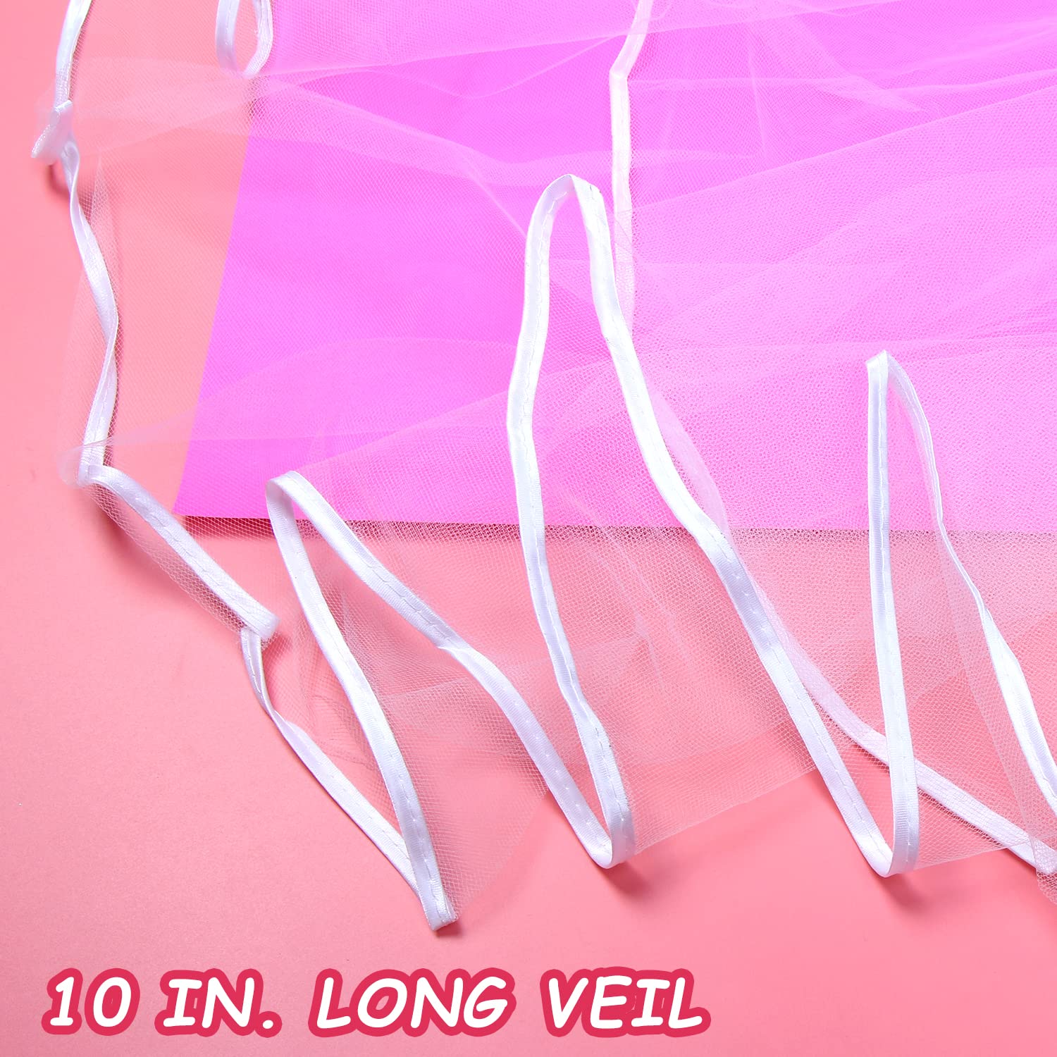 CCINEE Bridal Veil,Women's Simple Tulle Short Wedding Veil for Wedding Hens Party Bachelorette Party Decorations Bride To Be Gift(White Veil+White Sash)