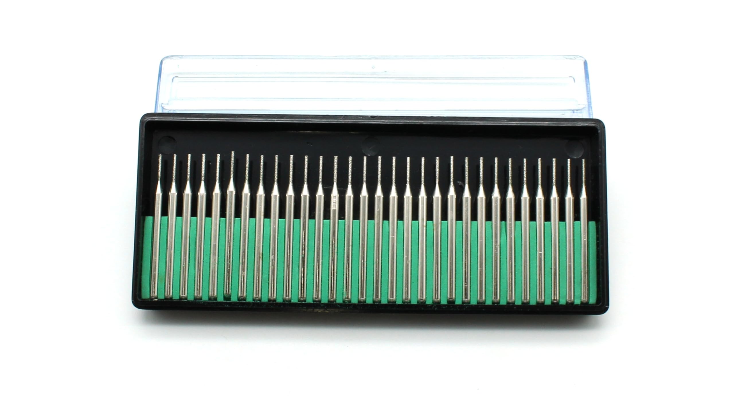 TEMO 30 pc 1 mm (1/32 Inch) Coarse Diamond Coated Burrs Glass Drill Bit Set Grit 80 with 1/8 Inch Shank for Dremel Rotary Tools