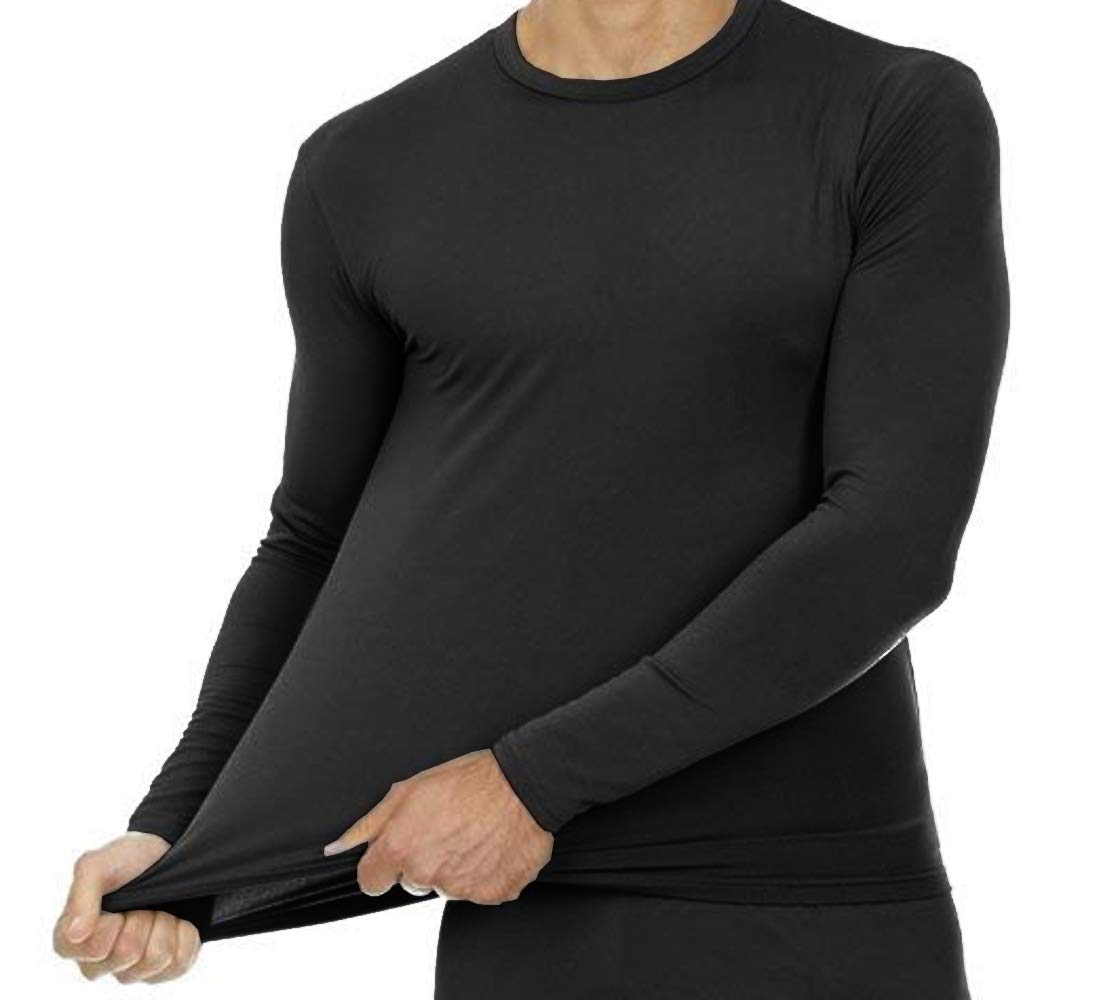 9M Men's Ultra Soft Thermal Underwear Base Layer Long Johns Set with Fleece Lined, Black, Small