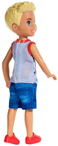 Barbie Club Chelsea Doll, 6-Inch Blonde Boy Doll Wearing Puppy-Themed Romper, for 3 to 7 Year Olds