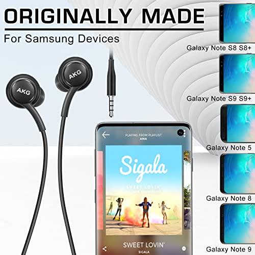 UrbanX OEM 2019 Stereo Headphones with Exceptional Sound Quality, Braided Cable with Microphone and Volume Buttons for Samsung Galaxy S10/S10e/A34/A54/AM54/S21 FE 5G/S22/S23/S23+/S23 Ultra - (Black)