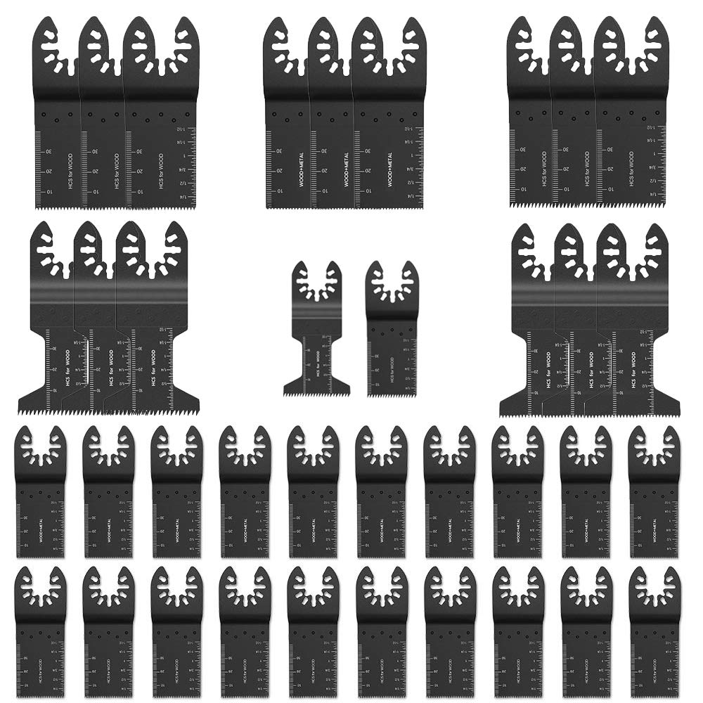 50Pack Oscillating Saw Blades, Wood and Bi Metal Cutting Quick Release Premium Multitool Blades Kit Fit Fein Multimaster Porter Cable Black & Decker Bosch Dremel Craftsman Ridgid Ryobi Makit