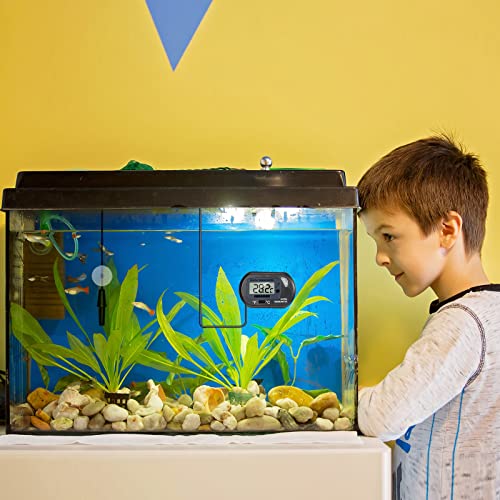 8 Pack Aquarium Thermometer Fish Tank Thermometer LCD Digital Thermometer Water Thermometer Reptile Thermometer with Suction Cup and 3.3ft Cord Fahrenheit/ Celsius for Fish Tank Terrarium Reptile