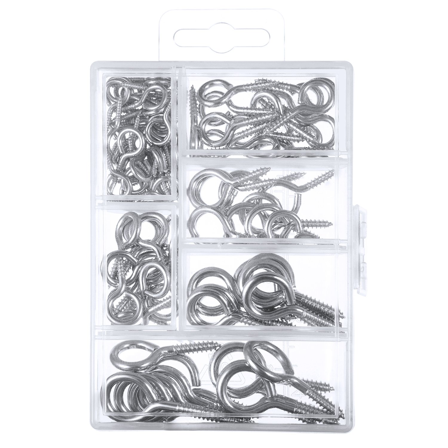 Eye Bolts Screw Eyes, Assortment Size, 100 Pieces