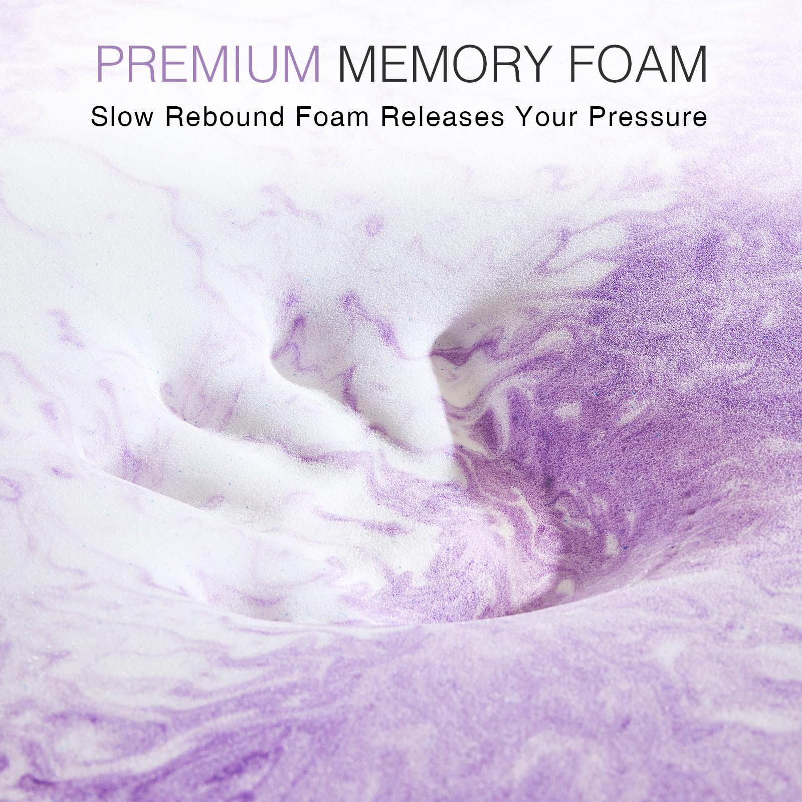 Orcalic 3 Inch Memory Foam Mattress Topper 5-Zone Soft Mattress Pad Pressure Relieve Bed Topper, CertiPUR Certified, Queen Size, Purple