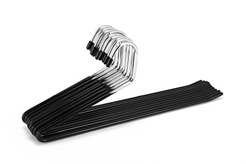 V-Shine Upgraded Heavy Duty Slacks/Trousers Pants Hangers Open Ended Hanger Easy Slide Organizers, Metal Rod with a Large Diameter, Chrome and Black Friction(5 Pack)