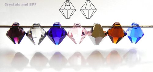 6mm Hyacinth, Czech Machine Cut Top Drilled Bicone Pendant (6301 Shape), 12 Pieces