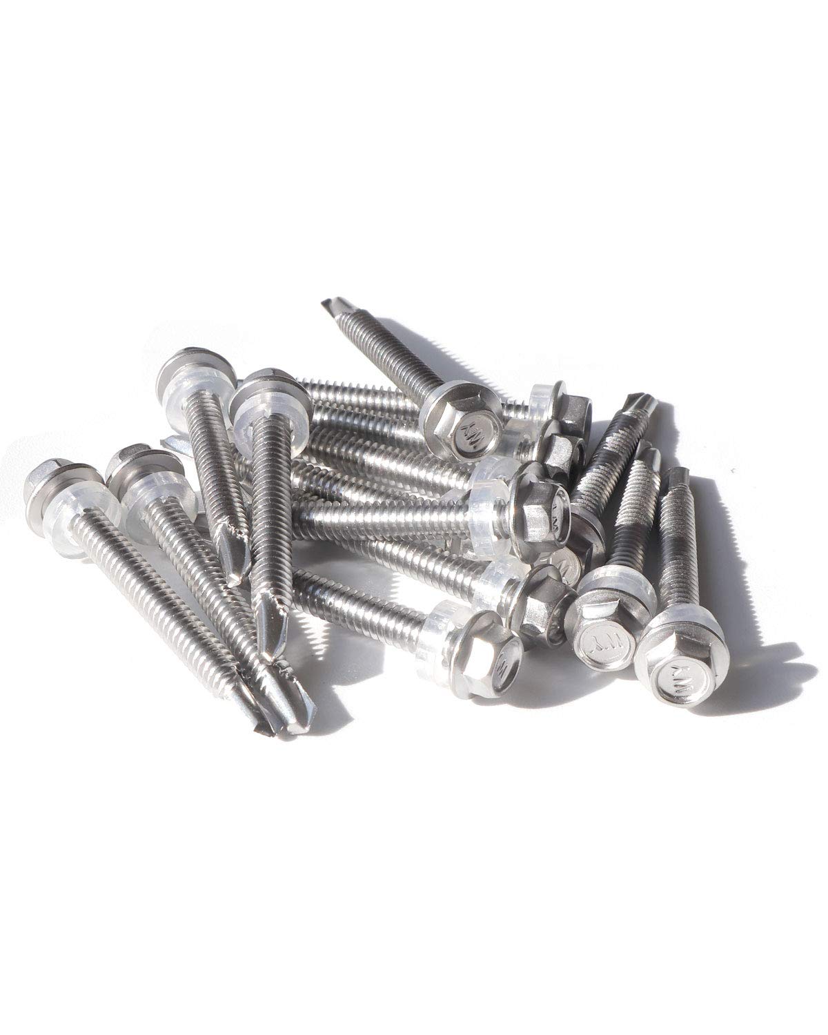 IMScrews 50pcs #12 x 2" Stainless Hex Washer Head Self Drilling Screws, 410 Stainless Steel Full Thread Sheet Metal Tek Screws
