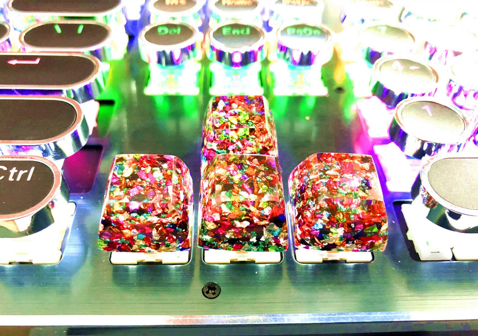 Handmade DSA Shinning Gem Resin Sequined Keycap OEM Profile for Cherry MX RGB Switch Gaming Mechanical Keyboards