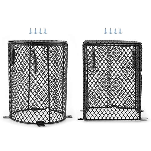 Fdit Pet Reptile Anti-Scald Lamp Mesh Cover Round Square Day Night Ceramic Light Bulb Heating Lampshade(Cubiod Shape)