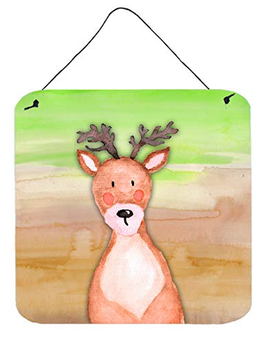 Caroline's Treasures BB7435DS66 Deer Watercolor Wall or Door Hanging Prints Aluminum Metal Sign Kitchen Wall Bar Bathroom Plaque Home Decor, 6x6, Multicolor