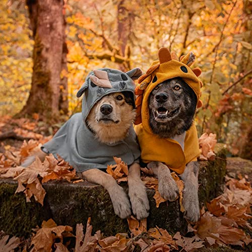 Barkbox - Premium Absorbent Hooded Dog Bathrobe Towel Bundle - Quick Drying Pet Towel for Bath & Beach Trips - Luxurious & Soft Bathrobe Towel for Dogs of All Breeds - Lion & Rhino - Small