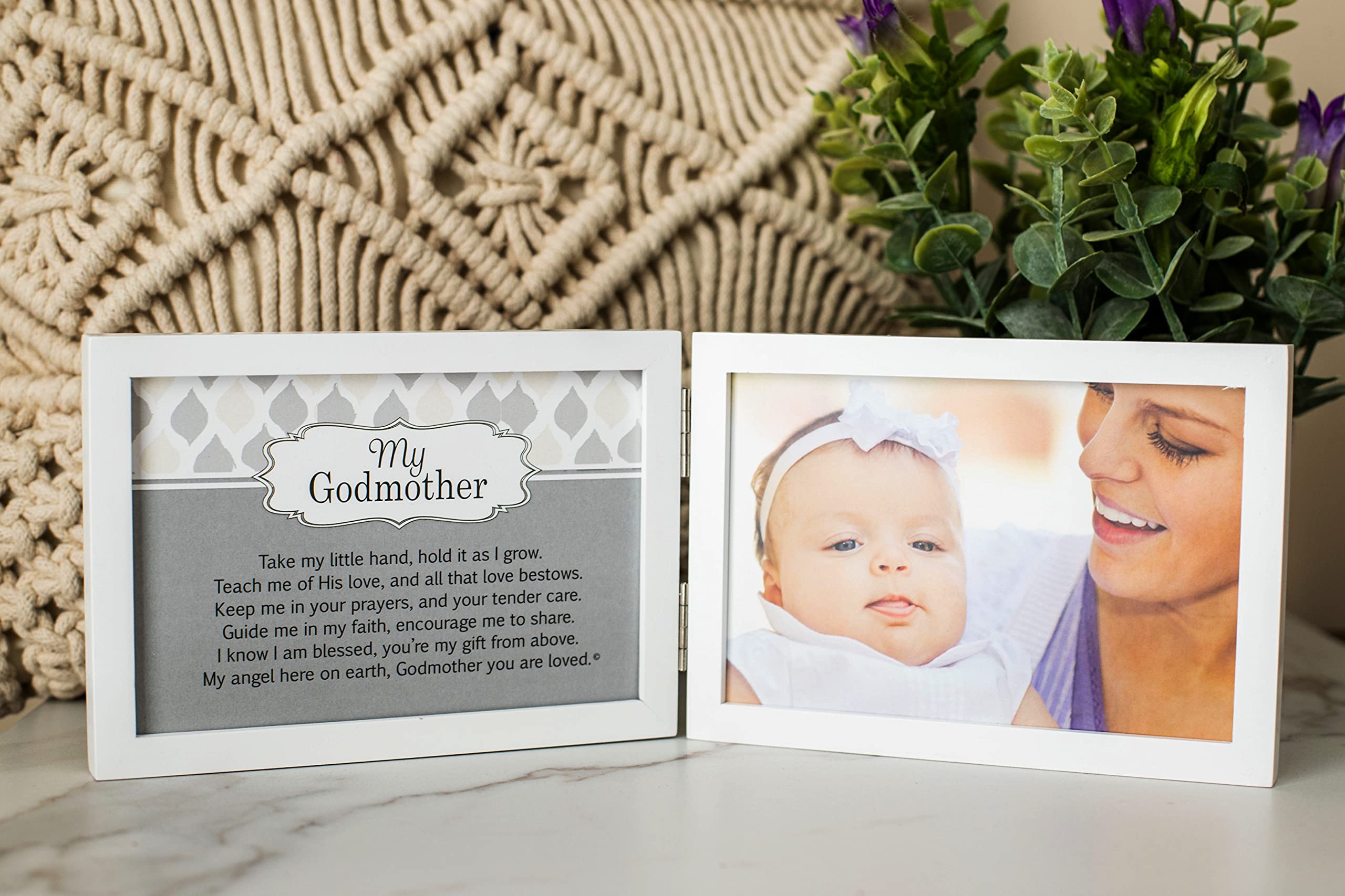 My Godmother, You Are Loved Poem White Double Hinged 4 x 6 Photo Frame with Ribbon