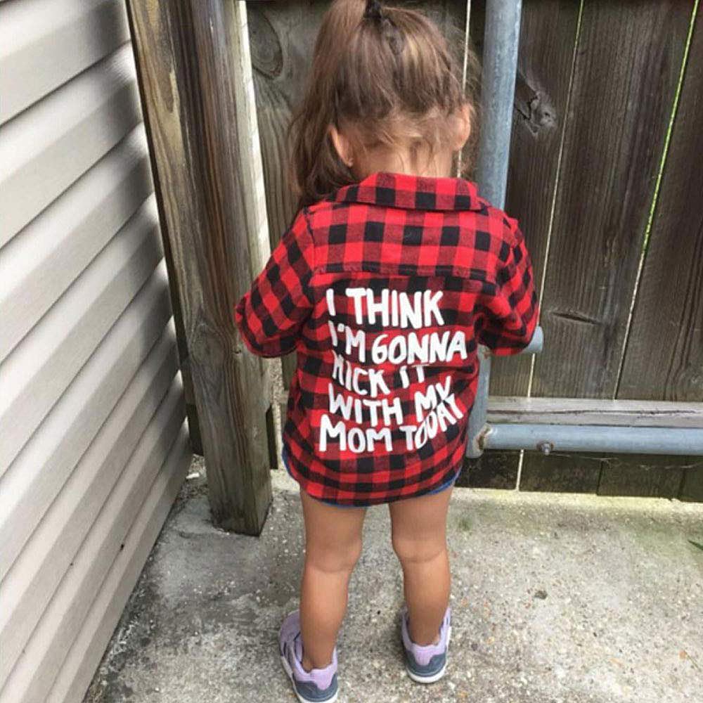 Toddler Long Sleeve Shirt Baby Boy Girl Plaid Top for Toddler Spring Winter Coat for Kid (Red Plaid, 2-3 T)