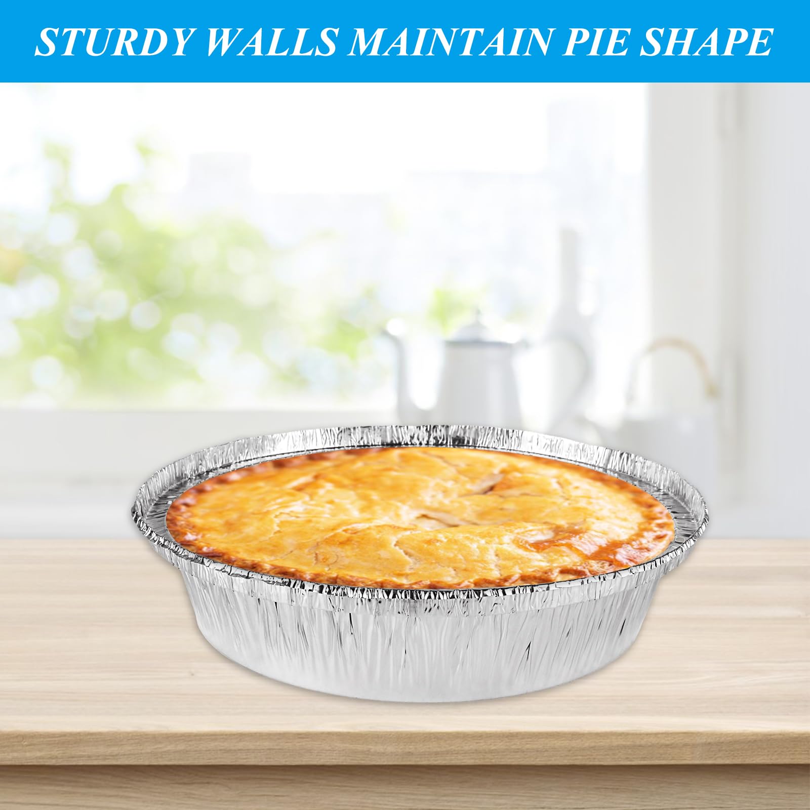 ABuff 50 Pack 9 Inch Round Aluminum Pans with Lids, Disposable Foil Pans Pie Tins Tray, Takeout Food Containers for Baking Roasting Broiling Cooking Storage and Takeout, Freezer & Oven Safe