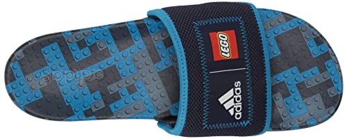 adidas Unisex Adilette Comfort Slides Sandal, Dark Blue/Chalk White/Blue Rush, 14 Women/13 Men