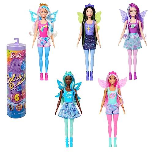 Barbie Color Reveal Doll with 6 Unboxing Surprises, Rainbow Galaxy Series with Celestial Sparkle & Color Change