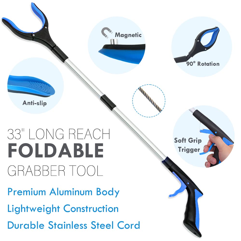 6PC Hip Kit, Hip Replacement Kit After Surgery,Hip Kit for Seniors Total Hip Replacement Prime-Grabber, Sock Aid,Shoehorn&Dressing Stick,Leg Strip,Back Scratcher,Bath Loofah, Hip Kit with Leg Lifter