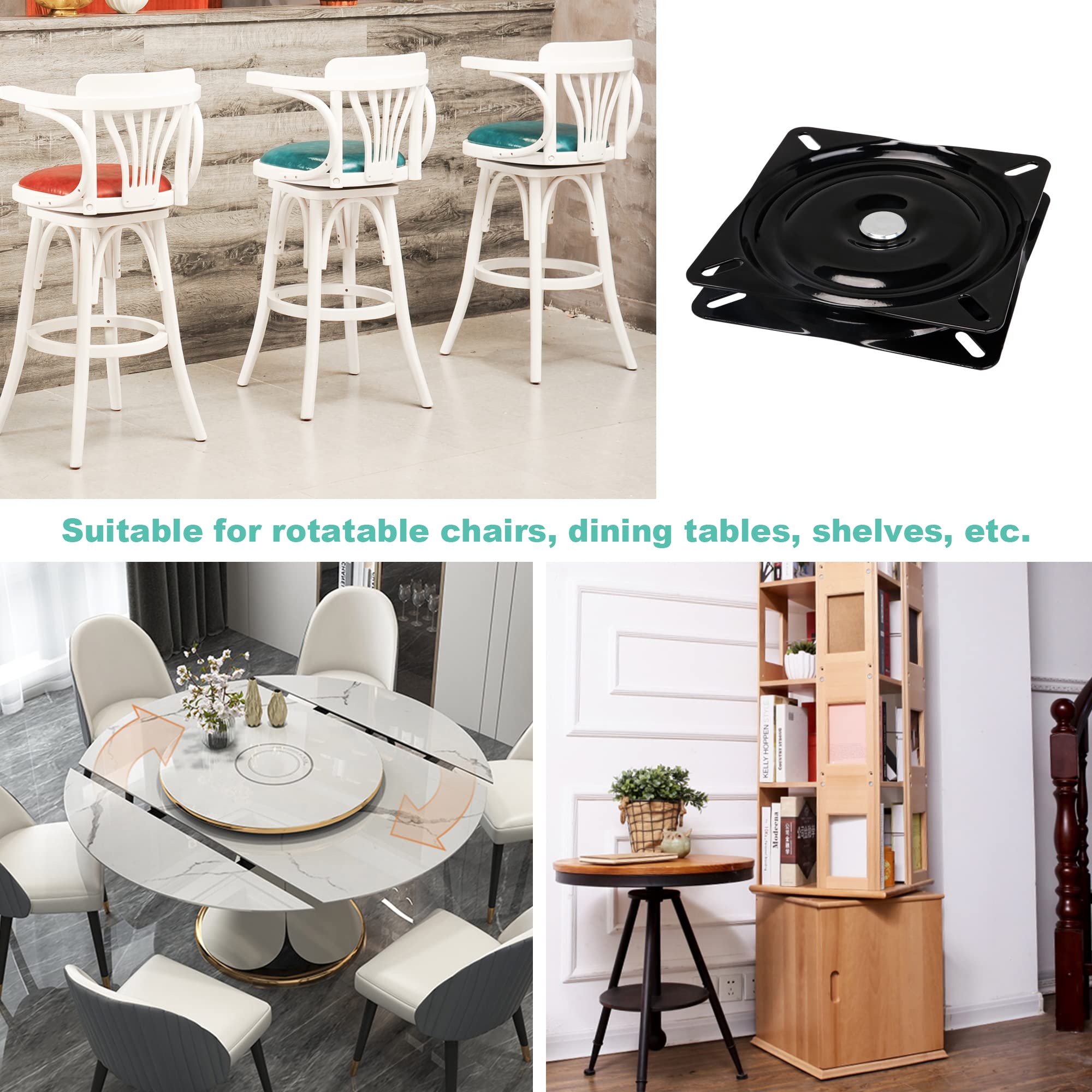 6" Square Swivel Replacement for Recliner Chair or Furniture - Ball Bearing Swivel A3 Steel Plate