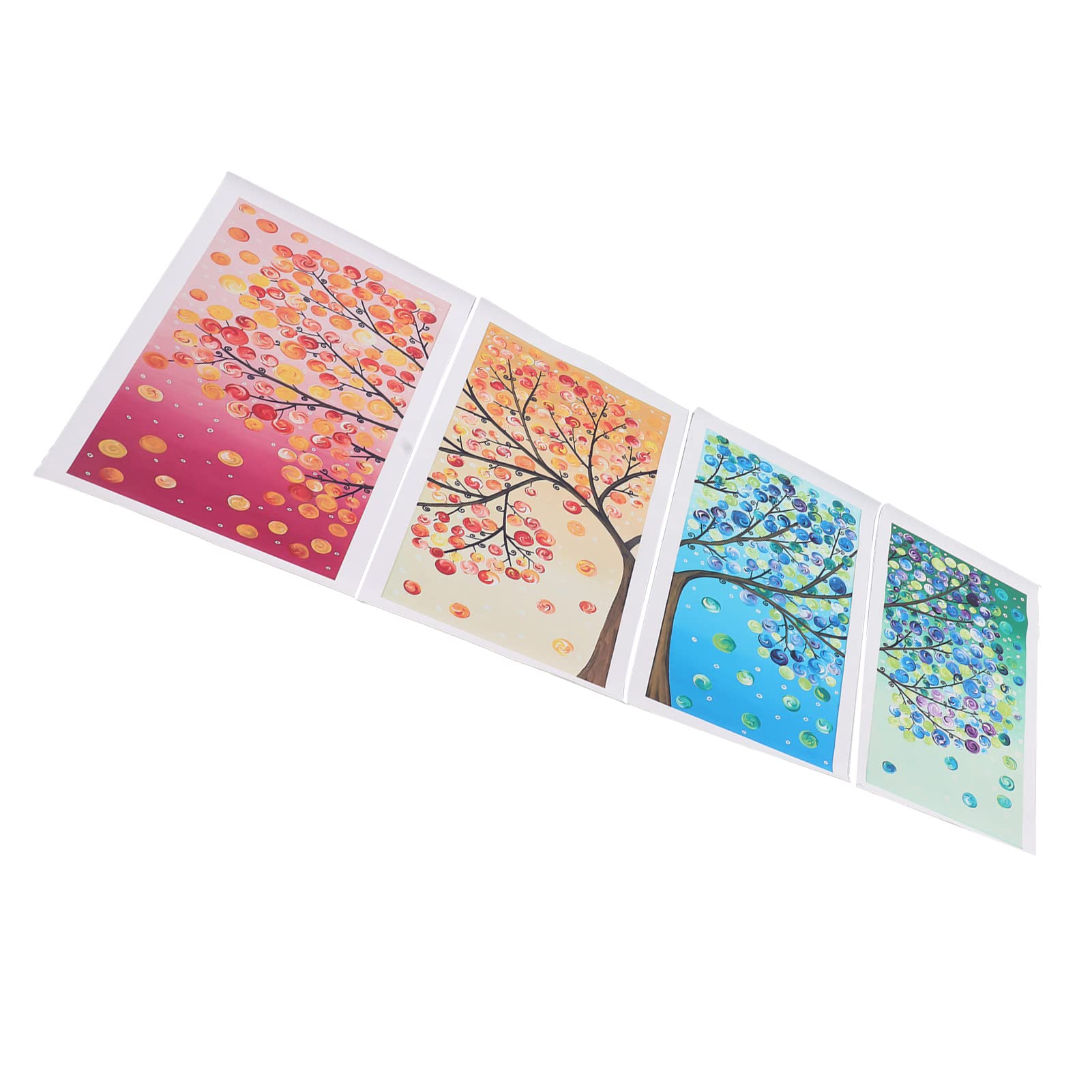 4 Seasons Oil Paintings, Abstract Lucky Tree Oil Paintings Vivid Fashion Colorful Wall Art for Hotel for Living Room for Kitchen for Bar