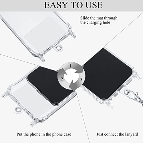 8 Pieces Phone Lanyard Patch Universal Phone Tether Plastic Phone Tether Tab Phone Case Lanyard with Metal Ring Compatible Cellphone Pad for Cellphones Safety Drop Protection (Transparent)