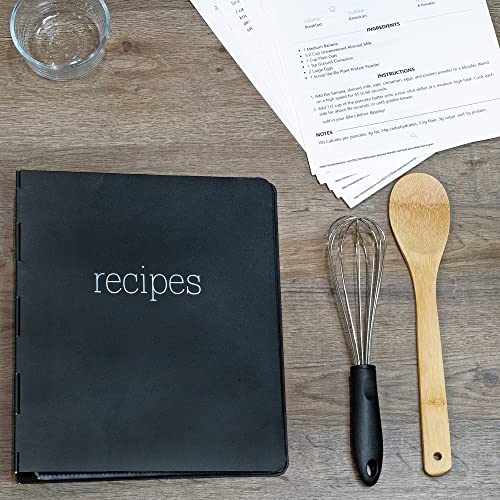 AuldHome Farmhouse Cookbook Recipe Binder (Black); Rustic Enamelware Style Metal 3-Ring Binder for Family Recipes, Custom Cookbooks and More