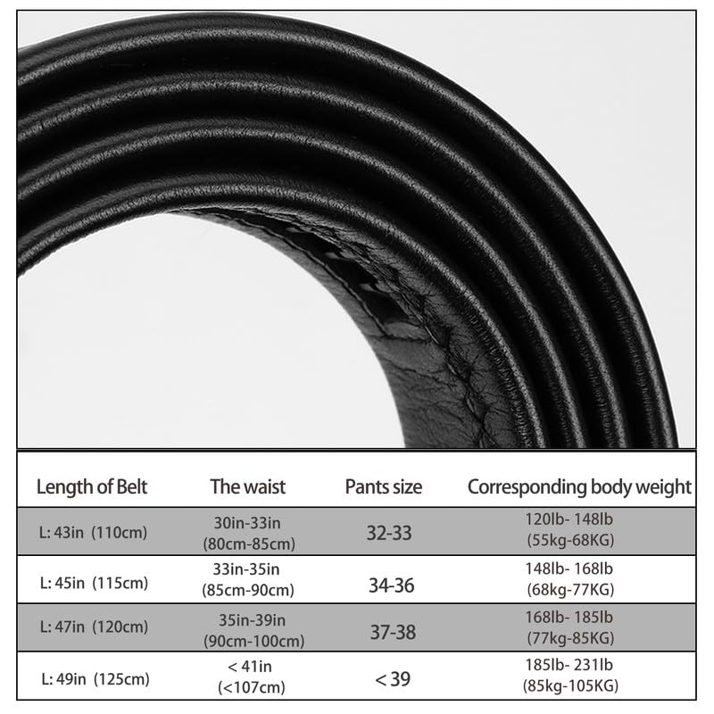 5MLGgoods Belt Men, Black Ratchet Leather Belt For Men, 11/8" Genuine Leather, With Easier Slide Buckle (Cross, Black, L:125cm)