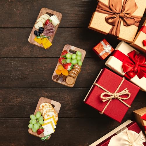 AuldHome Mini Wood Charcuterie Boards (Set of 3); Small Personal-Sized Rectangular Serving Acacia Wooden Trays