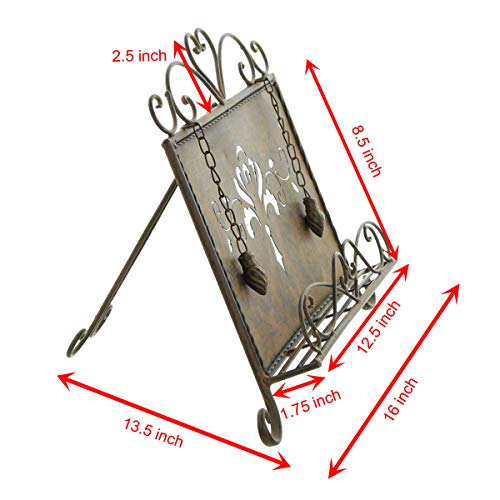 Antique Metal Cookbook Stand Recipe Book Stand for Kitchen Easel Weighted Chain for Gift