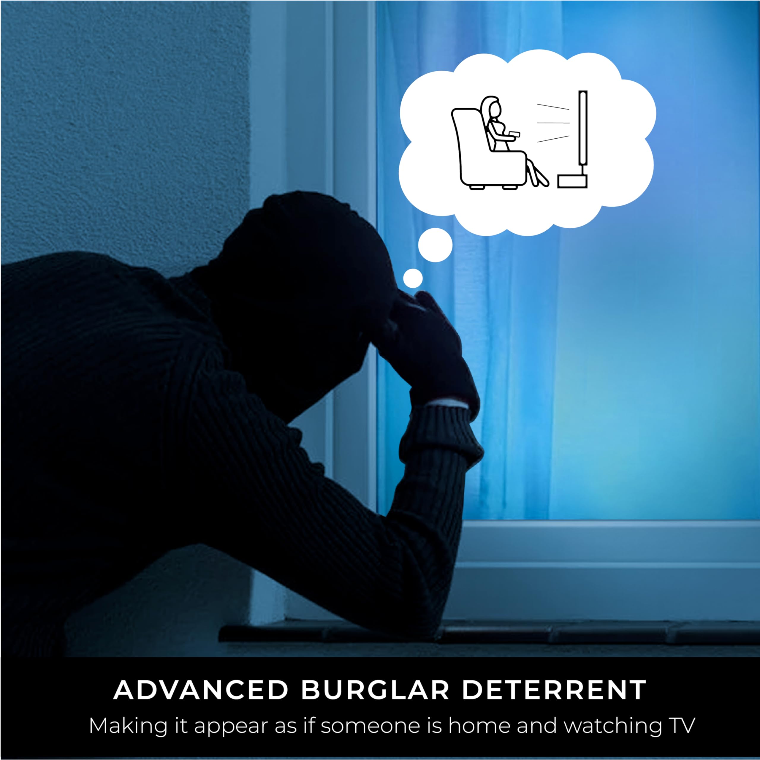FakeTV – FTV-11 - Advanced Burglar Deterrent Device – Widescreen Realistic Television Simulator with Reflective Lens - Dummy Home Security Device with Lights – Protect Your House & Valuables