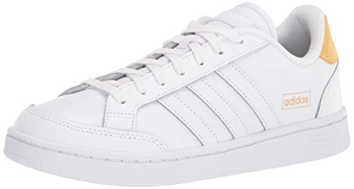 adidas Women's Grand Court SE Tennis Shoe, White/White/Orange tint, 8.5