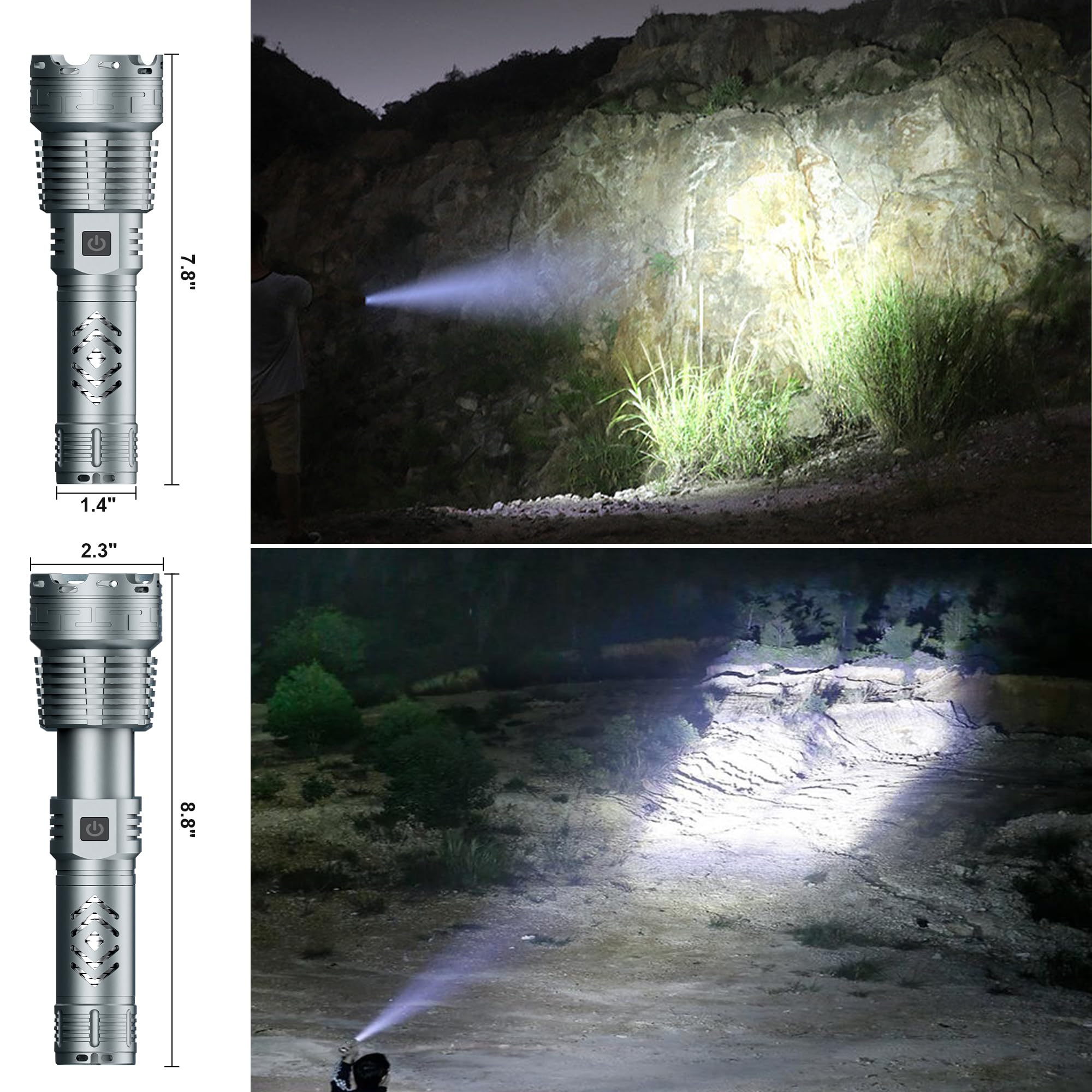Eahpaslf Rechargeable Flashlights High Lumens, Super Bright Powerful Waterproof Flashlights, Type-C Fast Charge, 5 Mode Zoomable Tactical Handheld Flashlights for Emergencies Camping
