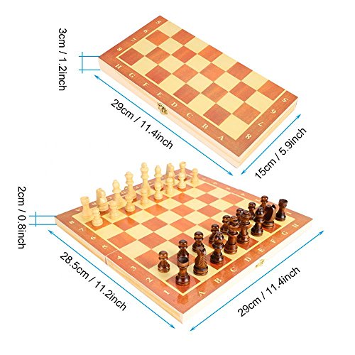 Dilwe Chess Set, Portable Wooden Travel Magnetic Chess Set Chess Board Folding for Kids Adults Family Outdoor Chess Game