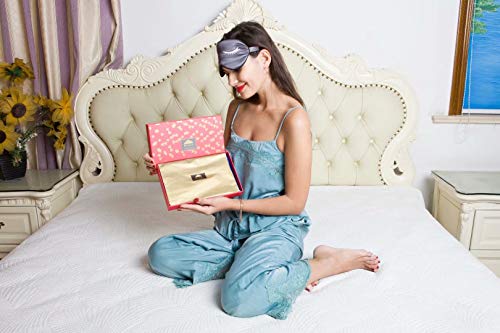 BlueHills Luxury Silk Pillowcase Gift Set - 100% Pure Mulberry Natural Soft Both Sides Silk Pillowcase 2 Pack for Hair and Skin & 1 Pure Silk Eye Mask Gift Box 3 Piece Set Light Bronze King Size K015