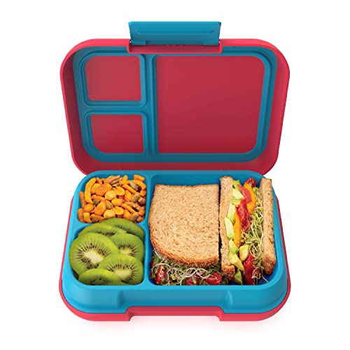 Bentgo® Pop - Bento-Style Lunch Box for Kids 8+ and Teens - Holds 5 Cups of Food with Removable Divider for 3-4 Compartments - Leak-Proof, Microwave/Dishwasher Safe, BPA-Free (Flame Red/Turquoise)
