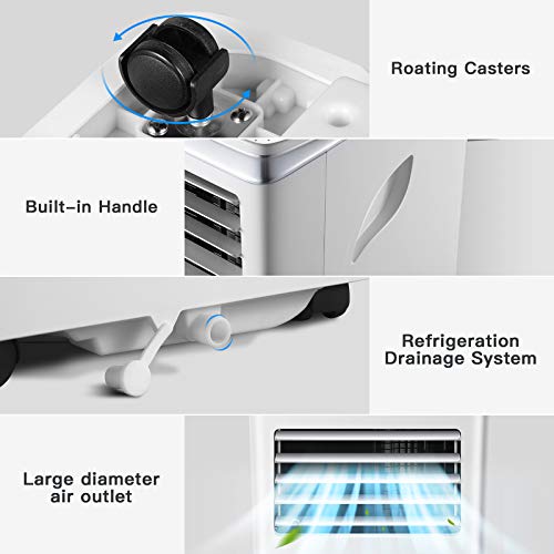 8,000 BTU Portable Air Conditioners Cools up to 350 Sq.ft, Portable AC Built-in Cool, Dehumidifier, Fan Modes, Room Air Conditioner with Remote Control/Installation Kits, White
