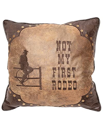 Carstens, Inc. Not My First Rodeo Western 18"x18" Throw Pillow, Brown