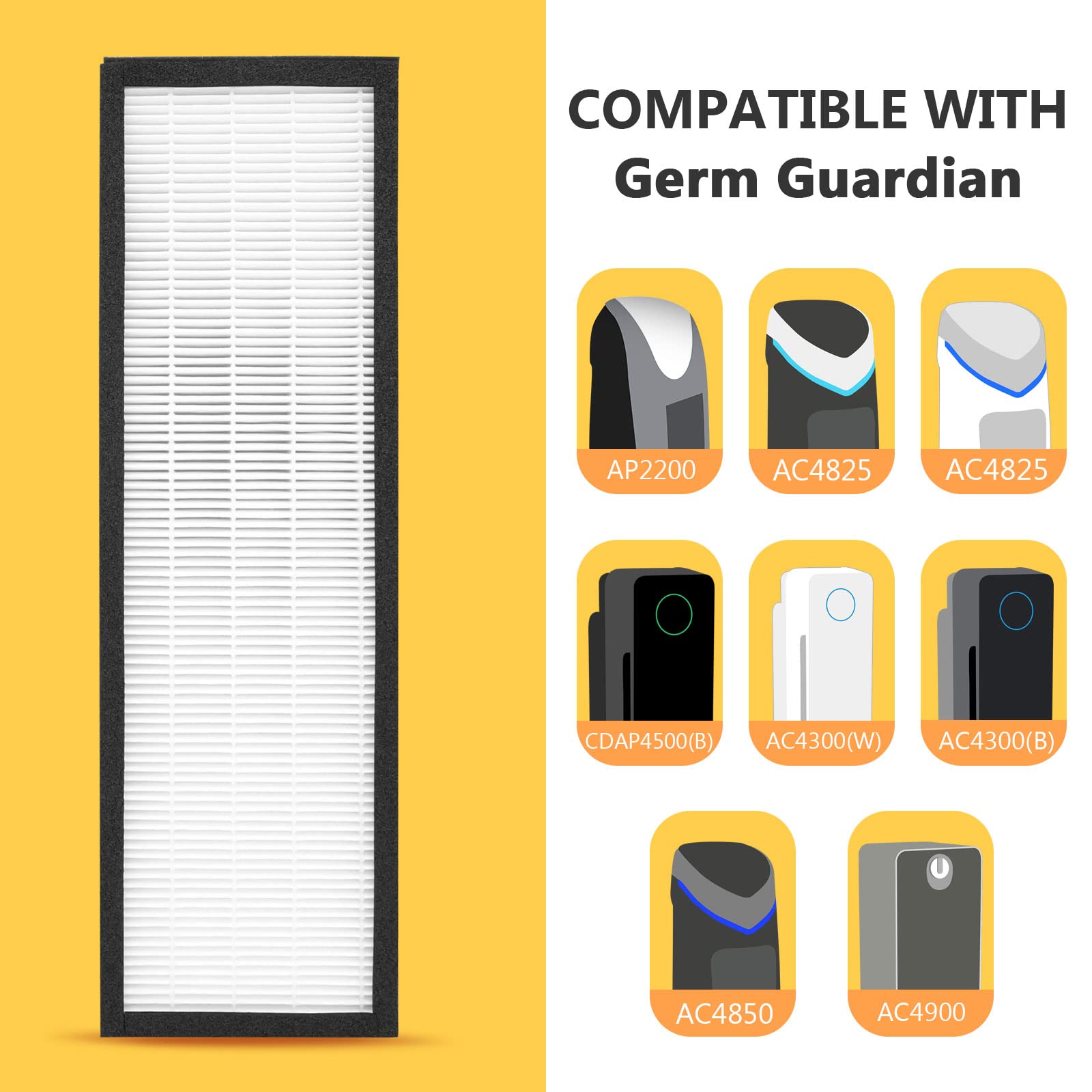 FCFMY 4 Packs FLT4825 True HEPA Filter B Replacement Compatible with AC4825 AC4300 AC4800 AC4900 AC4850, 4 HEPA Filter and 6 Carbon Pre Filters