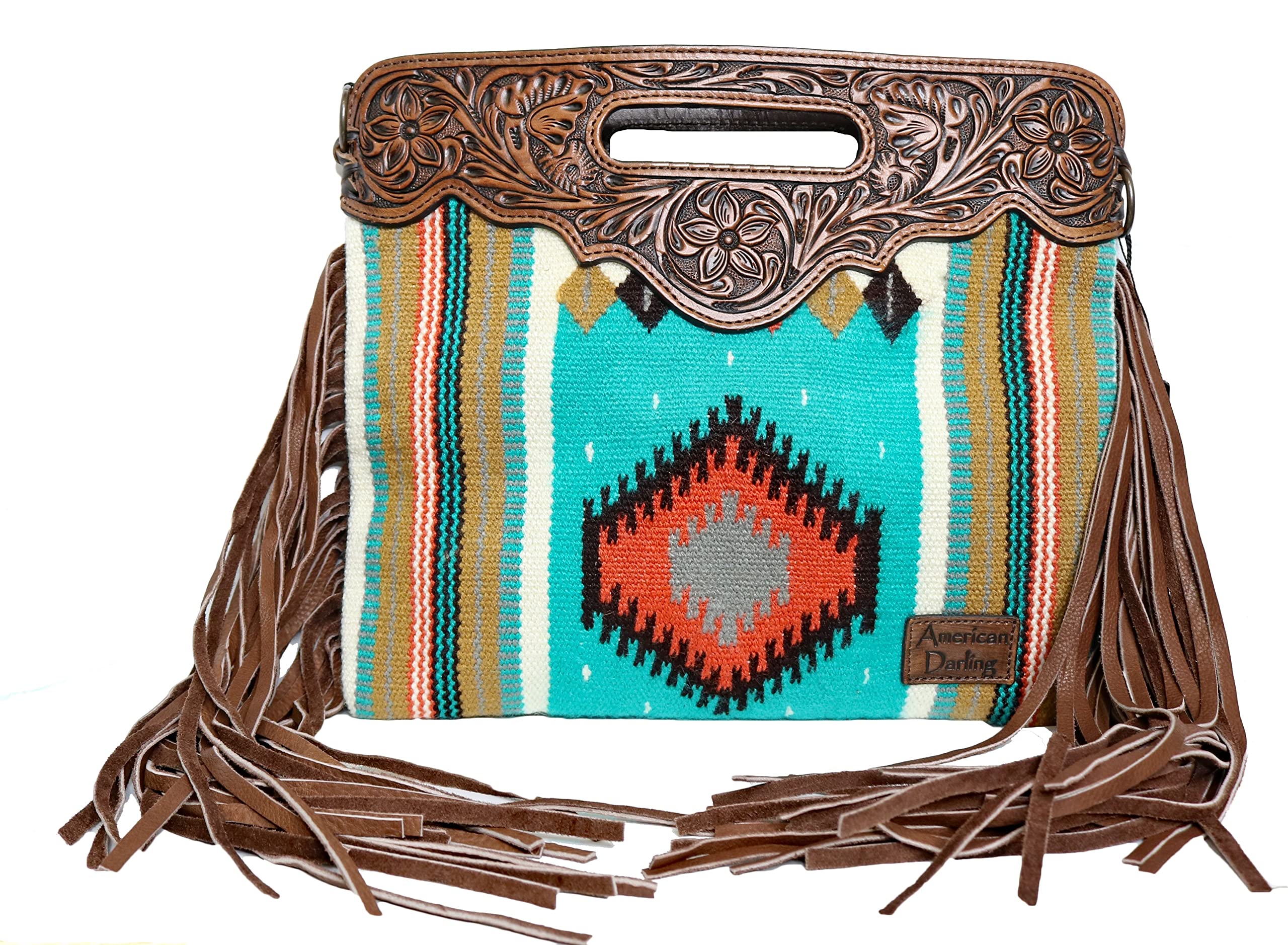 American Darling Aztec Cross Body Bag In Blue Style Number ADBG496E (Turquoise)