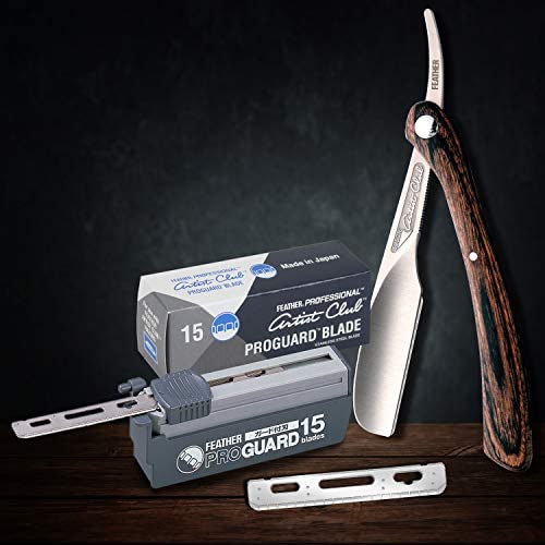 Feather Artist Club ProGuard Razor Blades - (3 Pack of 15) - Single Straight Edge Razor Blades with Guard Refills for Shaving - For Men & Barbers