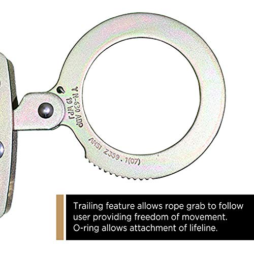 AFP Self-Locking Rope Grab with 2.25 inch Connecting Eye, used with 5/8ββ Lifeline Rope, For Construction, Climbing, Fall-Protection, 310 lb. Capacity (OSHA/ANSI Compliant)