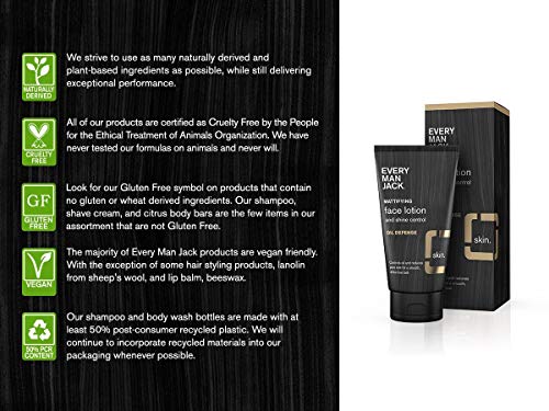 Every Man Jack Mattifying Face Lotion, Oil Defense, Fragrance Free, 2.5-ounce