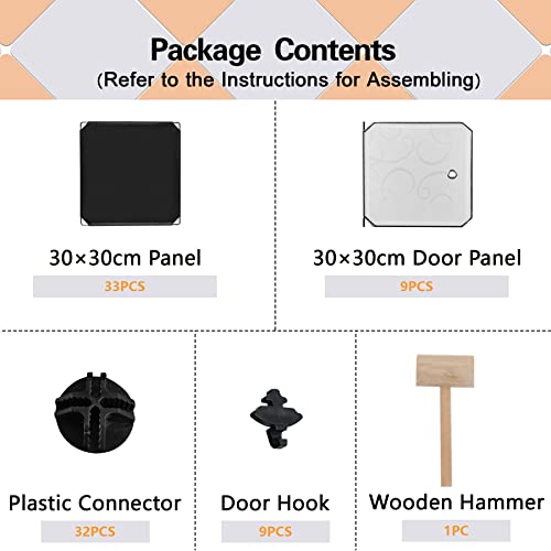 C&AHOME Cube Storage Organizer with Doors, 9-Cube Shelves, Closet Cabinet, DIY Plastic Modular Bookshelf, Storage Shelving Ideal for Bedroom, Living Room, 36.6”L x 12.4”W x 36.6”H Black USHS3009B-DOOR