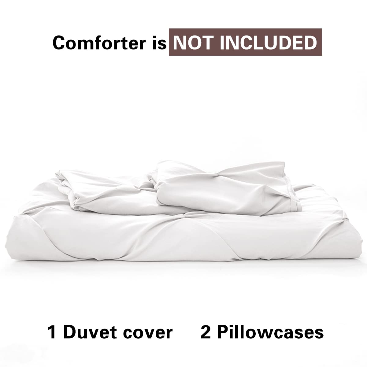 ASHLEYRIVER 3 Piece King Duvet Cover with Zipper&Corner Ties 100% 120g Microfiber White King Duvet Cover Set(King White)