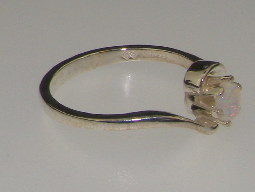 925 Sterling Silver Natural Opal Womens Solitaire Ring - Size 7.5
