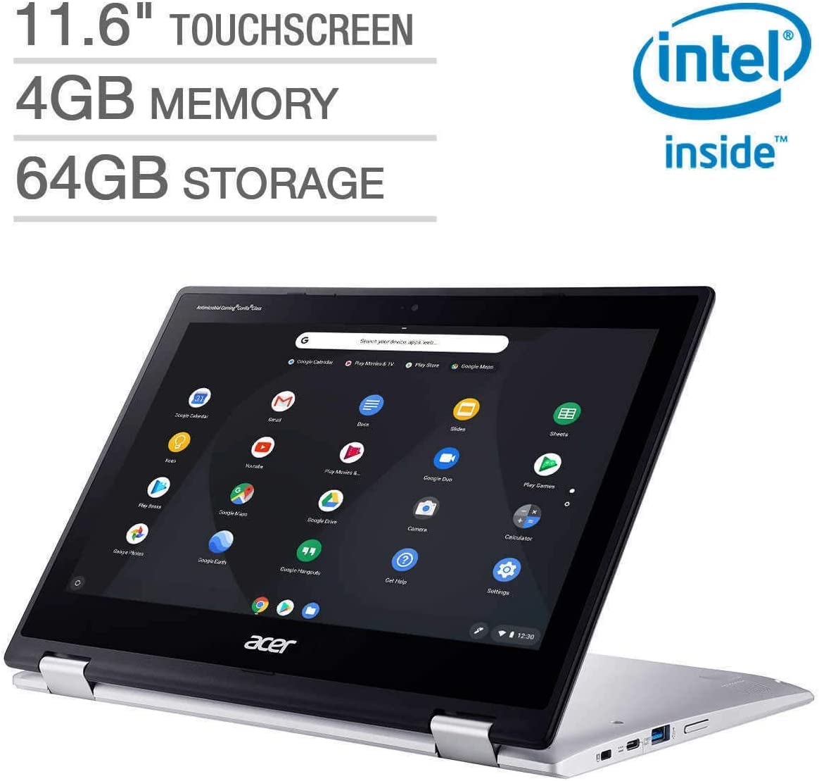acer Chromebook Spin 311, 11 11.6" 2-in-1 HD Touchscreen Convertible Laptop Computer for Online Class, Intel Celeron N4000 Processor, 4GB RAM, 64GB eMMC Storage, Wi-Fi, Bluetooth, Webcam, Chrome OS