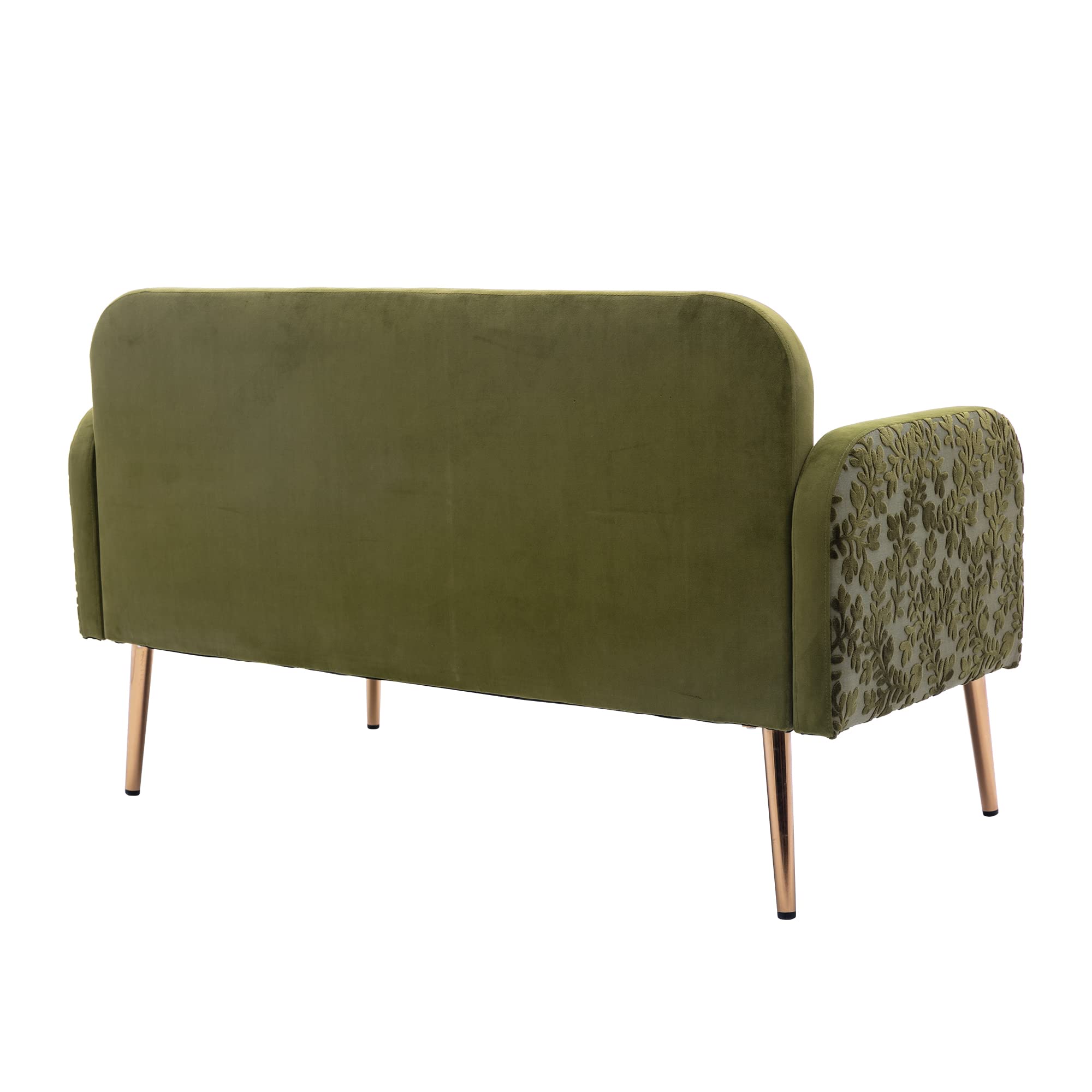 HomSof Velvet Sofa Chair, Small Couch for Bedroom, Red Loveseat Sofa with Metal feet, 2 Pillows Included