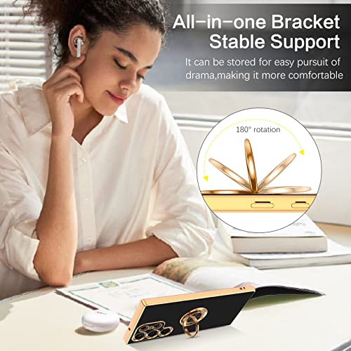 BENTOBEN Compatible with Samsung S23 Ultra Case with 360° Ring Holder, Shockproof Slim Kickstand Magnetic Support Car Mount Women Men Protective Phone Case for Samsung Galaxy S23 Ultra, Black/Gold
